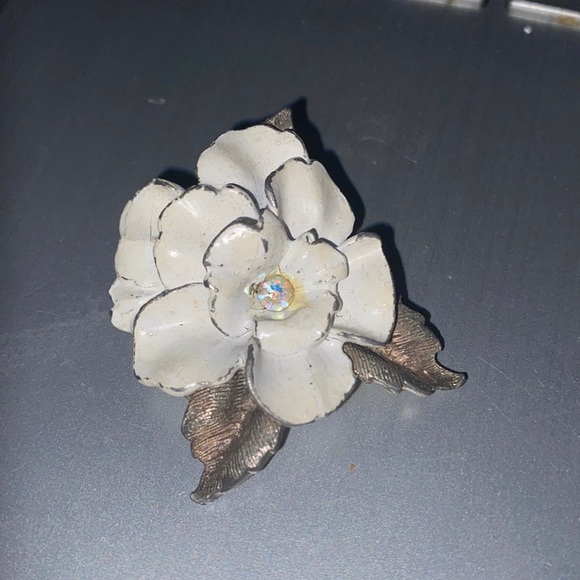Jewelry | Vintage White Rose Brooch Pin | Poshmark